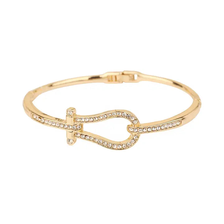 "Push Through" Thin Gold Metal Hinged Bangle – Blue Line Boutique